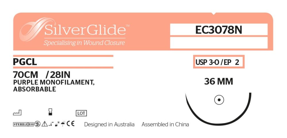 EC3078N PGCL Suture Gauge 3-0 – SilverGlide™