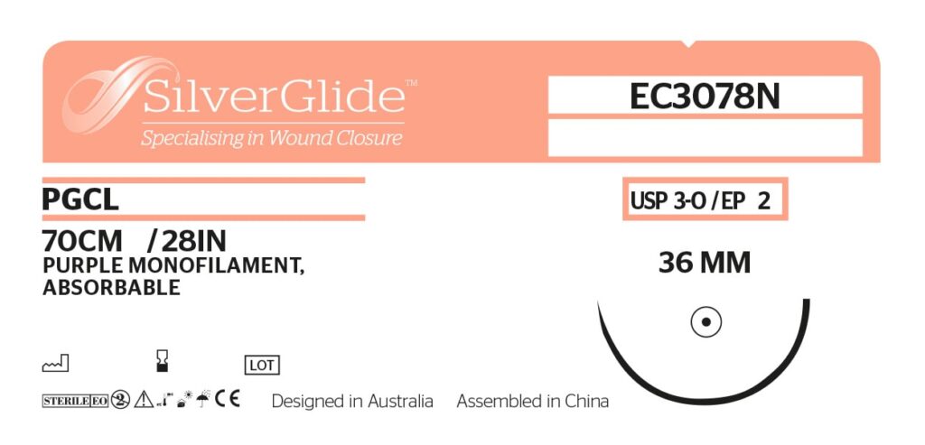 EC3078N PGCL Suture Gauge 3-0 – SilverGlide™